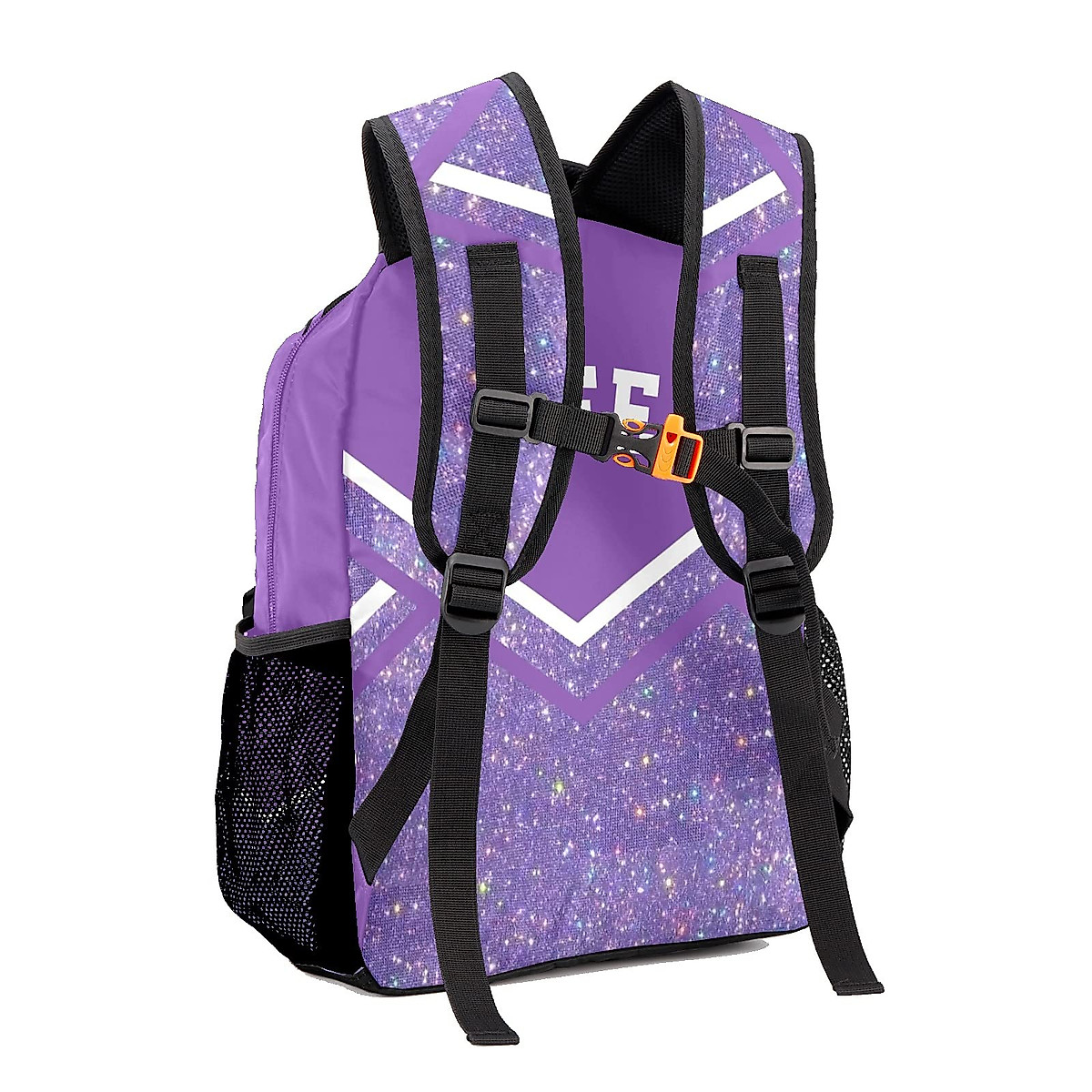 Cheerleader Cheer Purple Backpack with Name Text Custom Laptop Bag for Work Travel Office