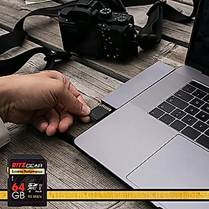 Ritz Gear SD Card SDXC UHS-I 64GB Extreme Performance High Speed 90/60 MB/S U3 A1 Class-10 V30 Memory Card for Camera + Memory-Card-Reader-and-Wallet