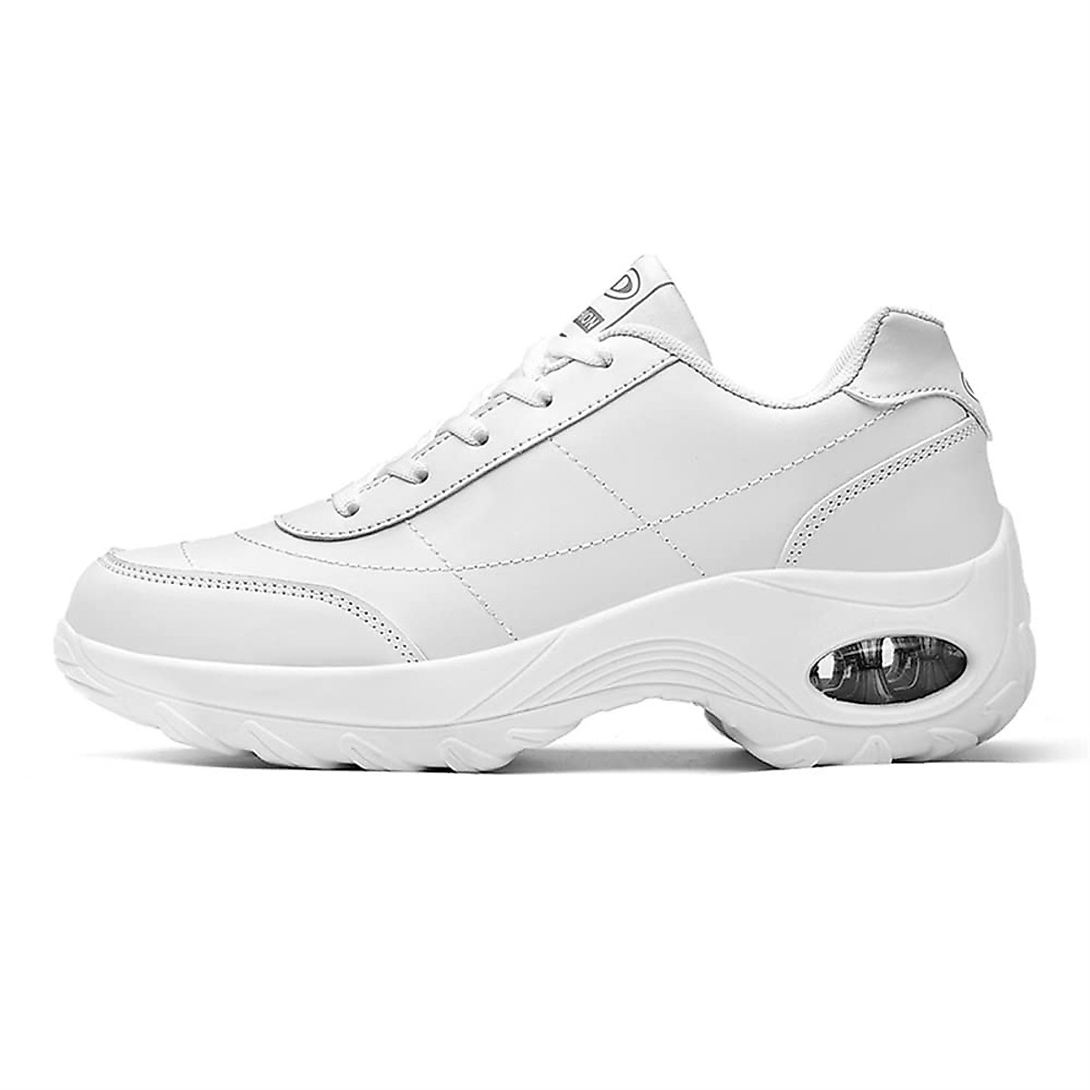 KAEAEILSS Women's Walking Shoes Leather Sneakers - Leather Slip-On Air Cushion Ladies Modern Jazz Casual Shoes Platform Loafers