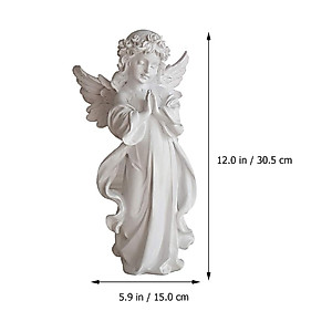 BESTOYARD 1 Pc Angel Ornaments European Ornaments Figurines De Bautizo para Niño Dining Room Table Decor Desktop Adornment House Ornaments Little Girl Statue Resin White Delicate Baby Model