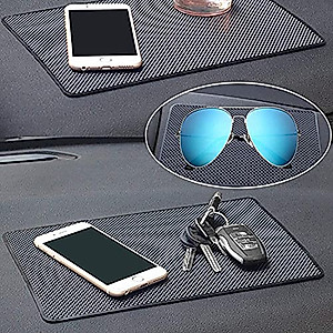 Limoly Anti Slip Mat, Non-Slip Rubber Pad 7 x 5, Universal Anti-Slip Car Dash Sticky Mat for Phones Sunglasses Keys GPS Electronic Devices (Black/Grid)