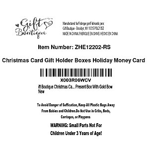 Gift Boutique Christmas Card Gift Holder Boxes Holiday Money Card Holders Party Favor Decor, Pack of 6 Red Present Box With Gold Bow