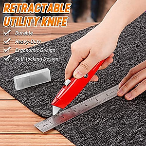 Jetmore Box Cutter Utility Knife, Box Cutter Retractable, Heavy Duty Razor Knife with Extra 10 SK5 Blades, Black Box Cutters Box Opener, Aluminum Shell Box Cutter Knife Box Knife