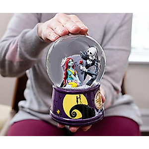 Disney The Nightmare Before Christmas Jack & Sally Light-Up Snow Globe with Swirling Glitter Display | Precious Keepsake, Gifts and Collectibles, Home Decor for Kids Room Essentials | 6 Inches Tall