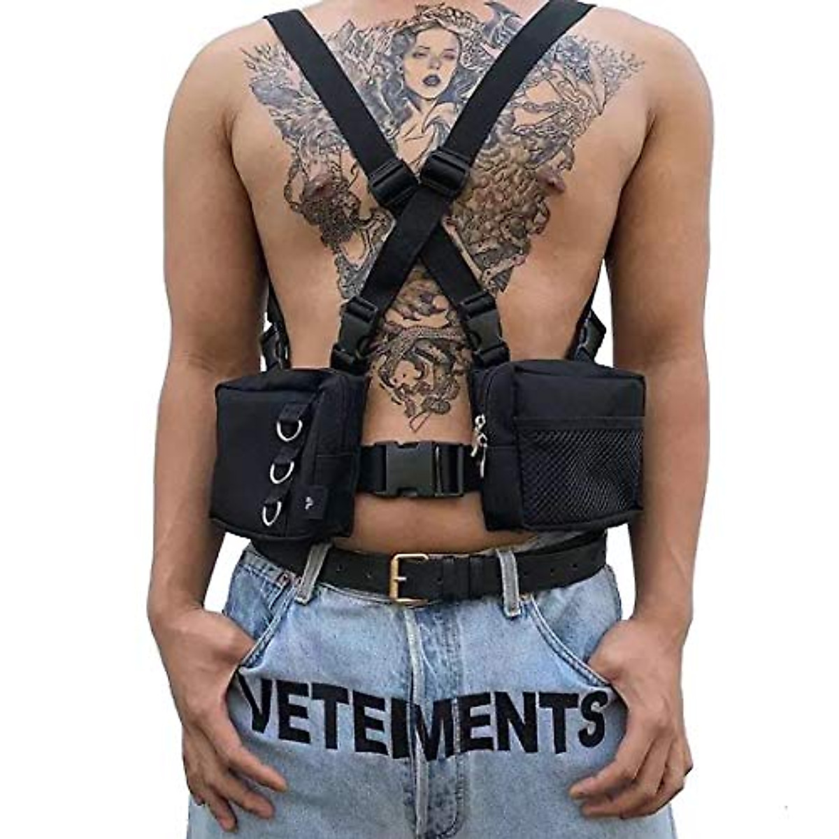 Chest Front Bag Hip Hop Hidden Underarm Strap Waist Packs Bag Adjustable Tactical Shoulder Chest Rig Bag Sport Backpack for Men Women