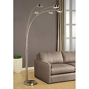 Artiva USA ‘Micah’ Modern 88-Inch, 5 Arch Arched, Dimmer Function, Heavy-Duty Base, 360 Degree Rotatable Shades, Brushed Steel Floor Lamp, Bulbs Incl.