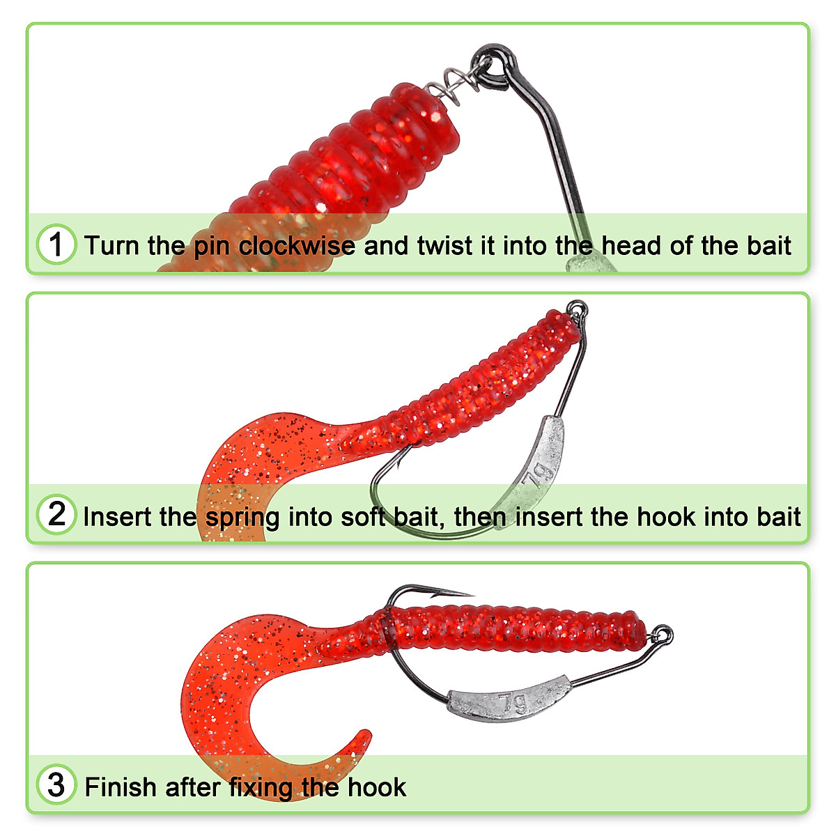 Twistlock Weighted Hooks, 25pcs Fishing Swimbait Hooks for Soft Plastics Weedless Weighted Worm Hooks with Centering Pin Saltwater Freshwater Bass Fishing Hooks