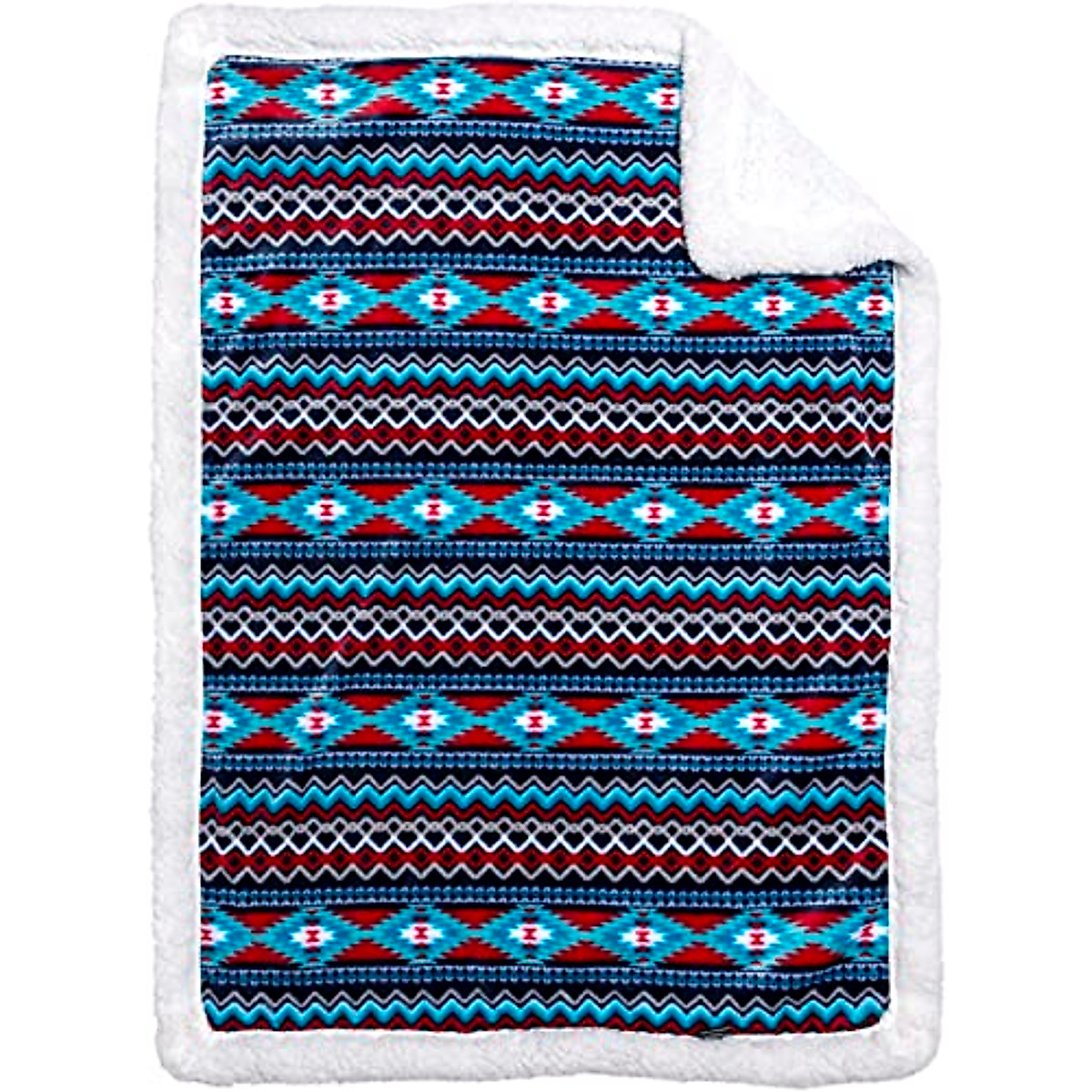 TrailCrest Ultra Soft Sherpa Fleece Throw Blanket, Cozy Plush Adult Blanket for Men & Women, Reversible with Aztec Prints, Machine Washable, 8 Colors