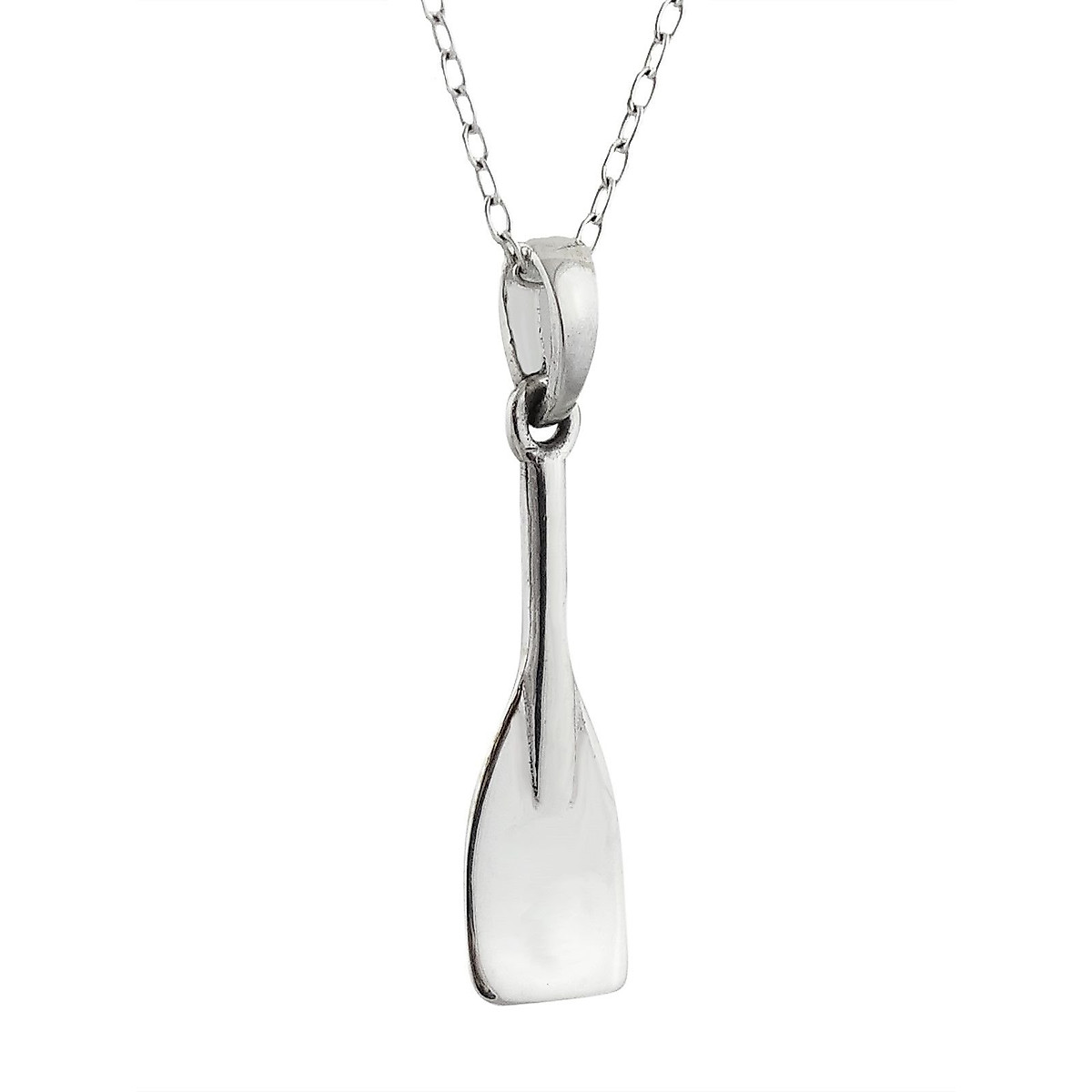 FashionJunkie4Life Sterling Silver Rowing Oar Pendant Necklace, 18" Chain, Crew Racing