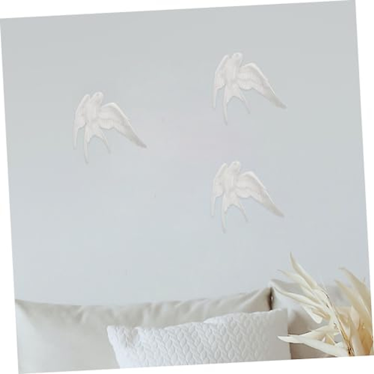 Metal White Sparrow Wall Decor: Large Flying Bird Wall Art Swallow Wall Mount Hanging Figurine 3D Aninal Sculptures for Garden Home Bedroom Living Room