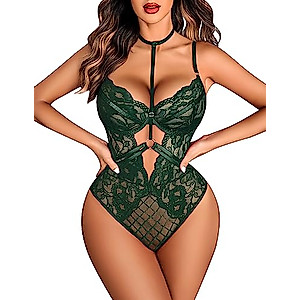 Avidlove Lingerie for Women Floral Lace Snap Crotch Teddy Bodysuit One Piece Teddies Babydoll