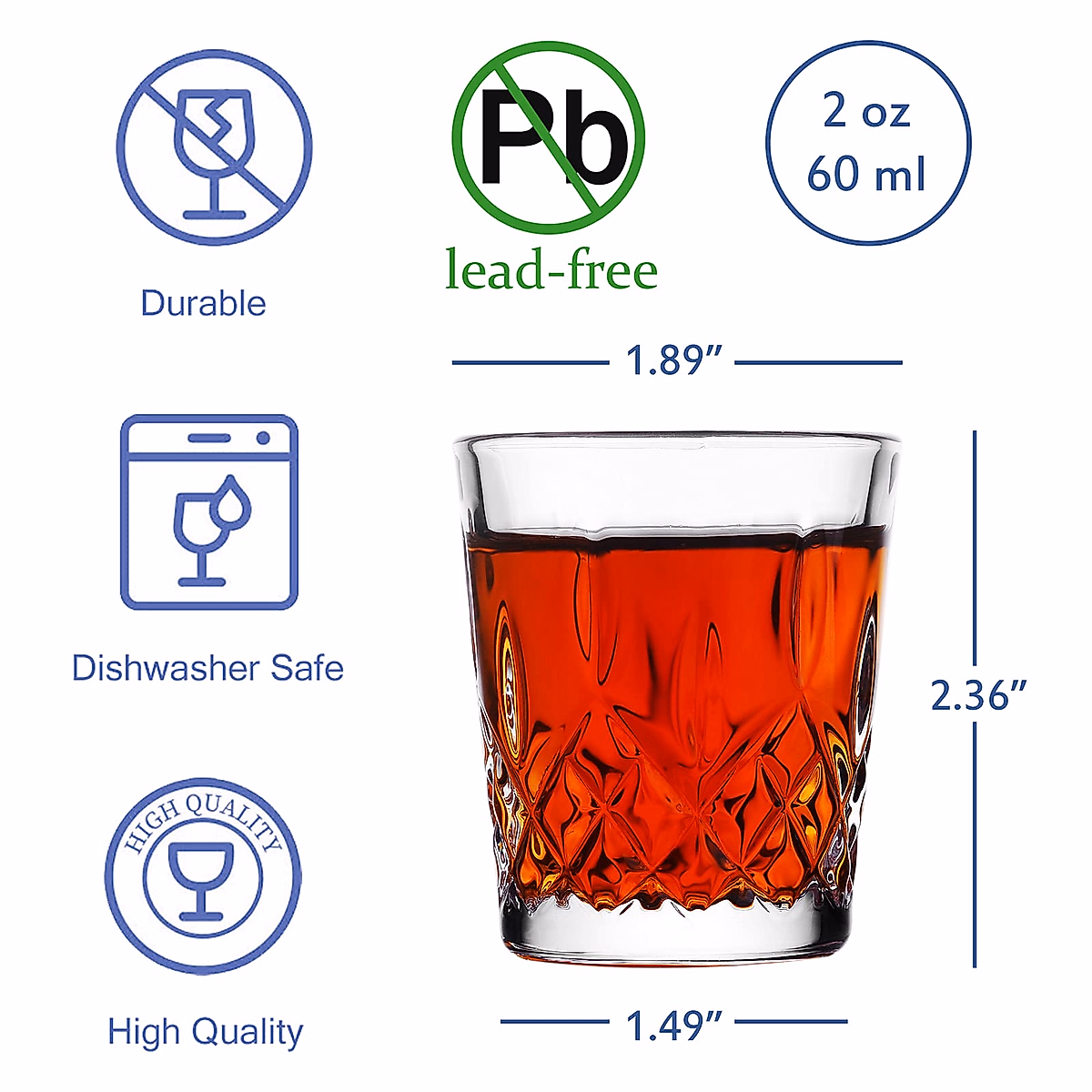 Valeways 1.75oz Mini Shot Glass Set of 6/Clear/Tasting Glasses/Cordial Glasses/Sherry Glasses/Glasses Snifters/Cute Shot Glasses