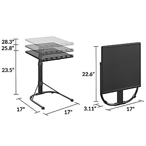 COSCO Multi-Functional Personal Activity Table, Adjustable Height, Portable Workspace, for Snacking & Homework, Compact Fold, Space Saving, Black