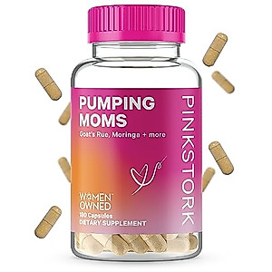 Pink Stork Pumping Moms Lactation Support Supplement with Goat's Rue and Milk Thistle to Support Breast Milk Supply Without Fenugreek, Postpartum Breastfeeding Essentials, 180 Capsules