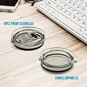 BluePeak Double Wall Stainless Steel Insulated Tumbler Set, 2-Pack, Includes Sipping Lids, Spill-Proof Sliding Lids, Straws, Cleaning Brush & Gift Box (20oz, Navy)