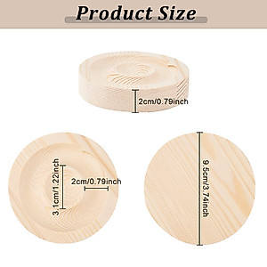FINGERINSPIRE 2PCS Round Wood Bracelet Display Holder (3.7x0.8 inch) Wheat Color Jewelry Tray Flat Bracelet Display Stand Ring Holder, Retail Jewelry Shop Display Riser for Bracelets and Small Trinket