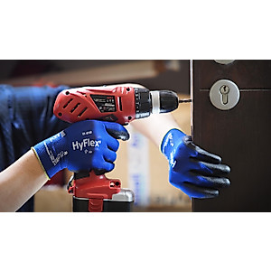 Ansell HyFlex 11-618 Nylon Light Duty Multi-Purpose Glove with Knitwrist, Abrasion/Cut Resistant, Size 7, Blue (Pack of 12 Pair)