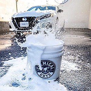 Chemical Guys ACC_103 Heavy Duty Detailing Car Wash Bucket with Chemical Guys Logo, 4.5 Gal , Semi Transparent White