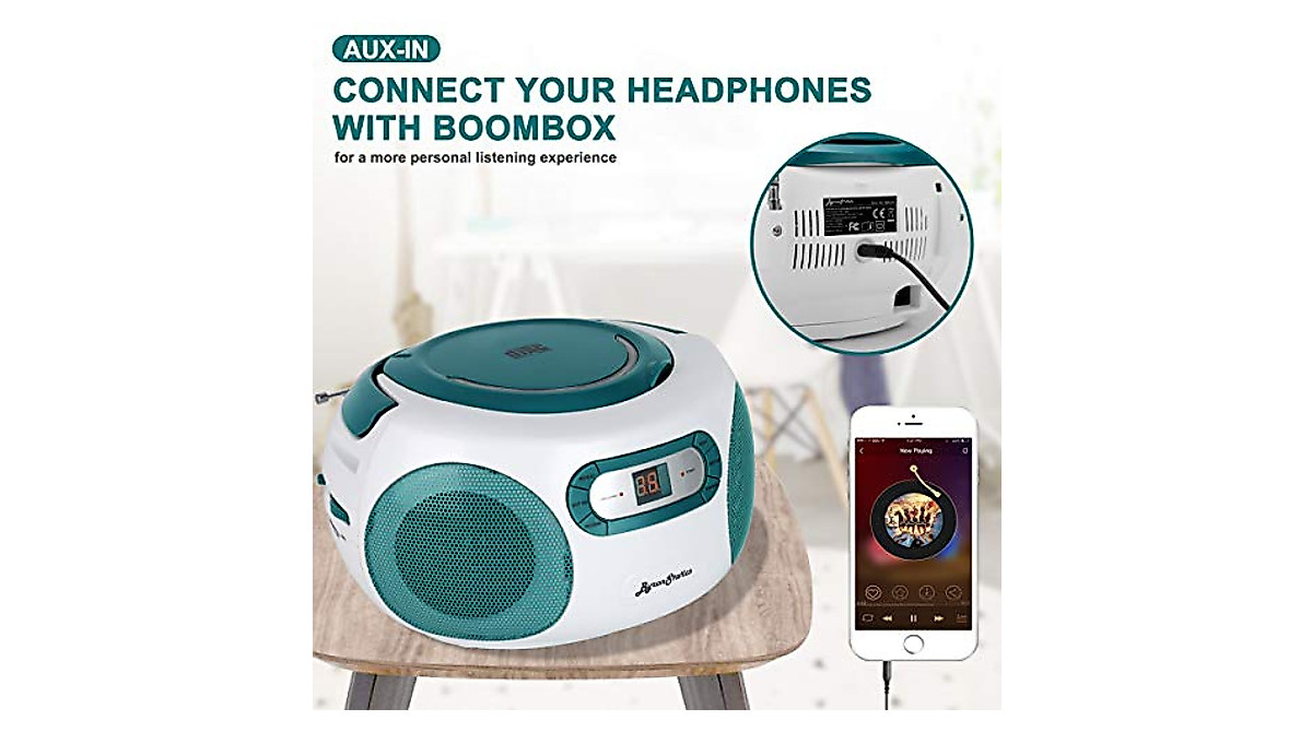 BYRONSTATICS Portable CD Boombox with Radio & Aux-in | Easy Travel