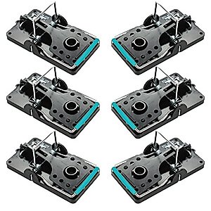 Large Rat Traps, Set of 6, Reusable Pest Control Solutions for Trapping Against Mouse, Chipmunk, and Squirrel. Instant Humane Kill Rodent Snap Trap That Work
