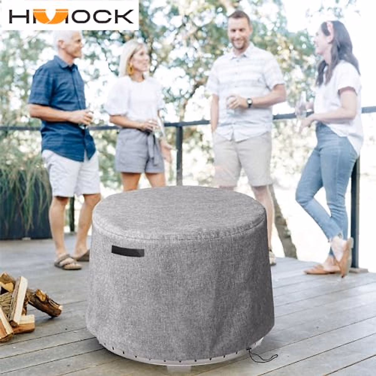 Fire Pit Cover for East Oak Fire Pit Cover 21inch,600D Heavy Duty Waterproof Smokeless Firepit Outdoor Accessories Small Stainless Steel Firepit Covers Round for East Oak Pan Stove Fire Pit Cover