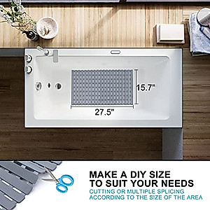 Linoows Shower Mat Non Slip Bath Mat for Tub and Shower Floor Mat, Machine Washable Bathtub Mat with Suction Cups and Drain Holes, Soft Bathroom Accessories, 27.5x15.7 Inch, Gray