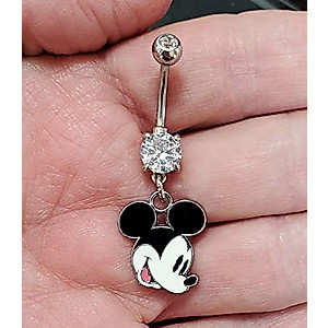 MICKEY MOUSE Clear Navel Belly Button Ring Body Jewelry Piercing 14 Gauge