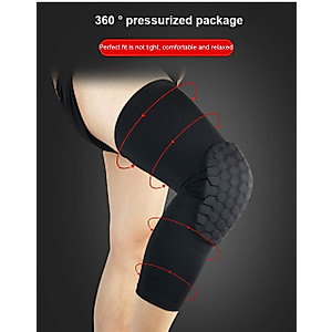 PISIQI Knee Pads Compression Pads Long Leg Sleeve Collision Avoidance Brace Protection Knee Sleeve for Basketball Football Volleyball Cycling (1 Pair)