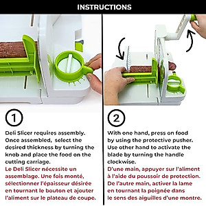 Starfrit Deli Slicer - Slices Meat, Cheese, Bread - 6.5" Stainless Steel Blade - Adjustable Thickness Knob - Nestable for Easy Storage | 2-in-1 Fruit and Vegetable with Bonus Peeler