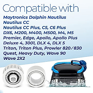 4 Pack Guide Wheels and 2 Pack Pulley Gears Replacement Parts Compatible with Maytronics Dolphin Nautilus, Nautilus CC Plus, M200, M400, M500, Premier Pool Cleaner, Part Number 3884997-R6