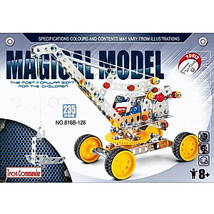 IRON COMMANDER Erector Set - Educational Building Toys for Kids Ages 8 and up w/ 235 Pieces, Building Blocks STEM Toys - Metal Crane Building Model with Metal Beams and Screws