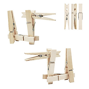 KTOJOY Wooden Clothes Pins,50 Pack, 2.9 Inch, Large Natural Birchwood Rust, Moisture Resistant Clothes Pegs, Heavy Duty Wooden Clothespins,Clothes Pins for Craft,Wooden Clips for Pictures