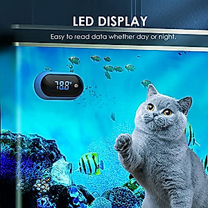 LED Fish Tank Thermometer, PAIZOO Digital Aquarium Thermometer with Touch Screen, Range of 32-211℉, Accuracy & Energy-Saving Stick-on Wireless Thermometer for Glass Containers, Turtle Tank, Aquariums