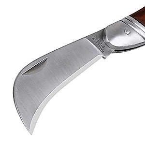 Linsen-Outdoor Pruning Knife with Lock Back,Grafting Knife, Stainless Steel Garden Budding Knife, Folding Pocket Knife for Grafting Multi Cutting Tool, Weed Bushes Branches Mushroom Diggig Knife