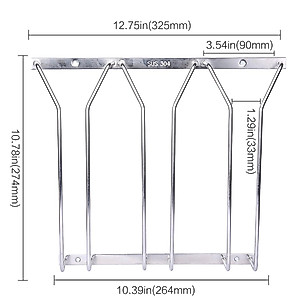 Dianoo 3 Row Wine Glass Rack Wire Hanging Rack Stainless Steel Stemware Rack Holder Under Cabinet 10.78 Inch