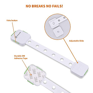 Baby Safety Cabinet Locks with Adjustable Strap,No Drilling,Baby Proofing for Refrigerators, Toilets, Doors,2/8 Count,Green/Grey