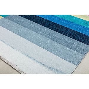 Rugs America Elizabeth Sutton Collection MI15A Flying Colors Stripe Mordern Multicolor Non-Shedding Living Room Bedroom Dining Home Office Area Rug, 5'3" x 7'0"