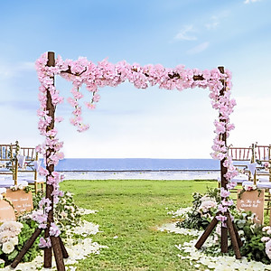 LIVILAN Cherry Blossom Garland Artificial Cherry Blossom Vines 2pcs Flower Garland Spring Garland Pink Floral Garland Hanging Vines Wedding Garden Arch Wall Home Party Cherry Blossom Decor