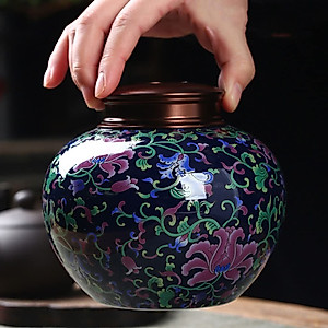 G’z Ceramics Tea Caddies Sugar Bowl Cereal Containers Storage Jars with Airtight Bamboo Lid for Food Storage Candy Cookie Buffet Coffee Oatmeal Tea Sugar Container