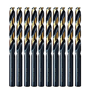 MAXTOOL 5.0mm 10pcs Identical Jobber Length Drills HSS M2 Twist Drill Bits Metric Fully Ground Black & Bronze Straight Shank Drills; JBM02H10R050P10