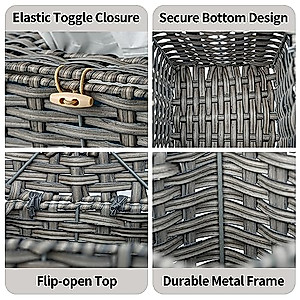 GRANNY SAYS Tissue Box Cover Rectangle, Tissue Box Holder, Tissue Holder for Bathroom, Decorative Wicker Tissues Cube with Elastic Toggle Closure, Tissue Cover Box for Toilet, Gray