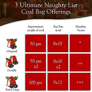 QGP Christmas Coal Bag Extra Large, Real USA Coal, Ultimate Naughty List Lump of Coal Christmas Surprise! Plush Red Velvet Jewelry Bag, Designer Gift Tag! Stocking Stuffer, Anthracite Coal, Xmas Coal