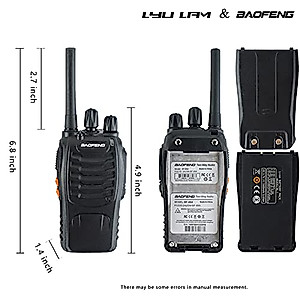 BAOFENG BF-88A Walkie Talkies 6 Way Charger Bulk FRS Radio License-Free Long Range 16 Channels Two Way Radio Pack of 6