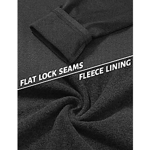 TACVASEN Men's Sports Performance Shirts Long Sleeve Pullover Shirts Tops Zip Up Black Grey, M