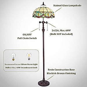 Thatyears Tiffany Floor Lamps Victorian Style Style Stained Glass 16X16X65 Inches Antique Pole Standing Reading Lamps Decor Living Room Bedroom Home Office