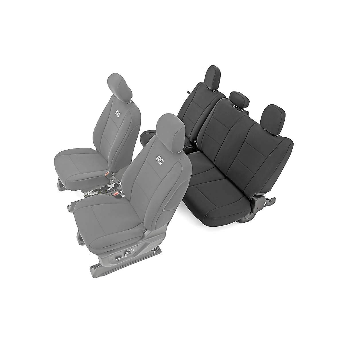 Rough Country Neoprene Rear Seat Covers for Ford F-150 (2015-2023)/Super Duty F-250/F-350 (2017-2023) - UV & Water Resistant, Foam Padded - Rear Set (No Fold-Down Armrest in Rear)