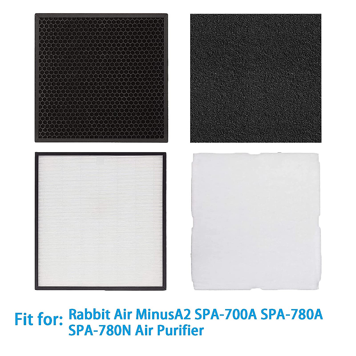 MinusA2 Replacement Filter, Filter Kit Compatible with Rabbit Air MinusA2 Model SPA-700A SPA-780A/N (Set of 4 Filters)