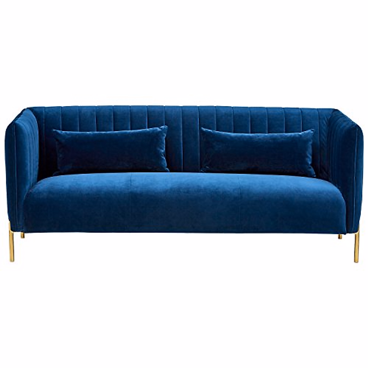 Amazon Brand – Rivet Frederick Mid-Century Channel Tufted Velvet Sofa Couch, 77.5"W, Navy Blue