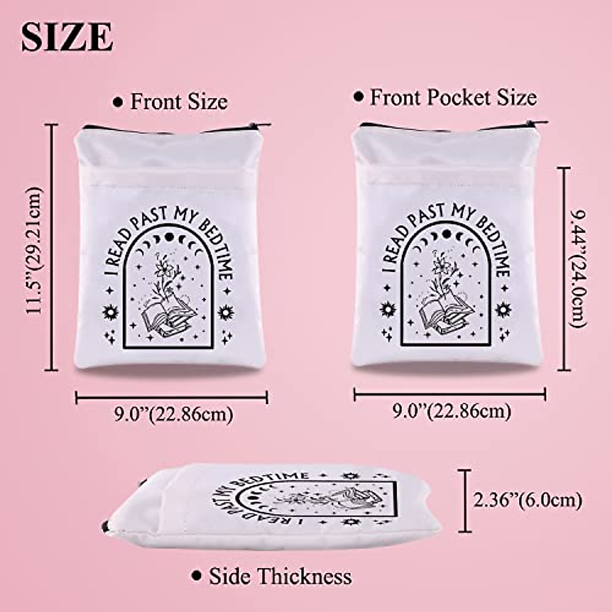 G2TUP Book Lover Gift I Read Past My Bedtime Book Sleeve Bookish Bookworm Book Covers Librarian Gift Book Nerd Gift Reader Zipper Book Protector (I Read Past My Bedtime BS)