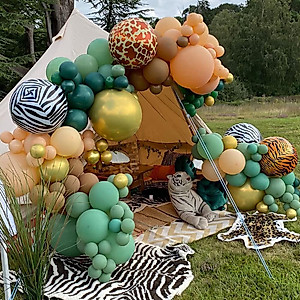 Safari Balloon Arch Garland Jungle Theme Wild One Animal Printed Foil Baby Shower Birthday Party Decoration Tiger leopard Zebra Pattern Helium